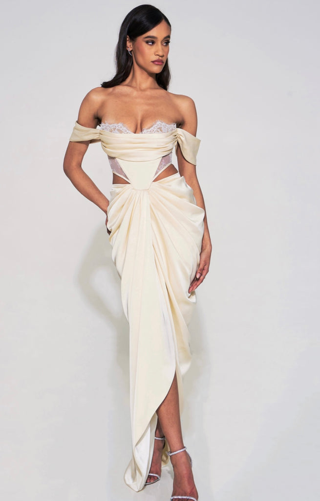 Pearl White Lace Satin Corset Gown Shop Ddmine