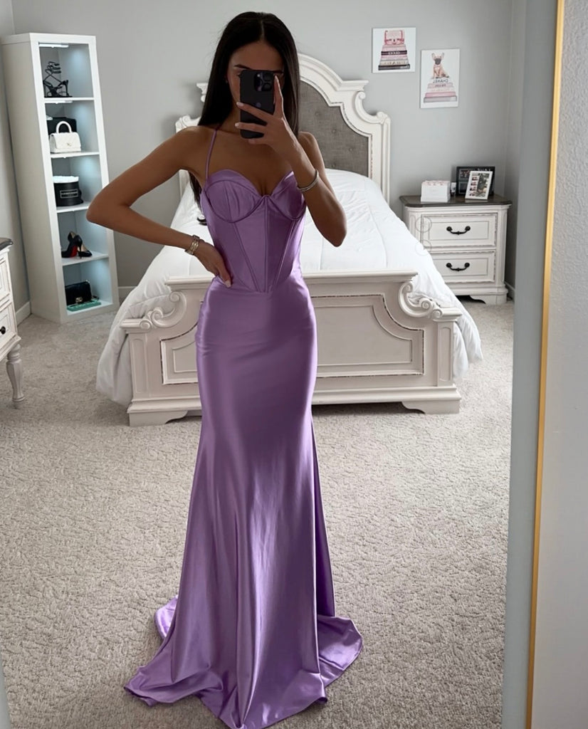 Satin Corset Fitted Halter Gown Shop Ddmine