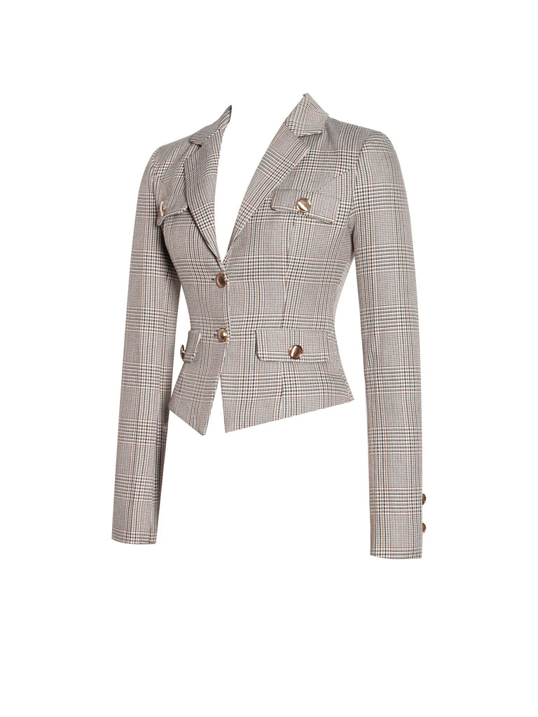 OAKLEY Brown plaid preppy style blazer jacket – SHOP DDMINE