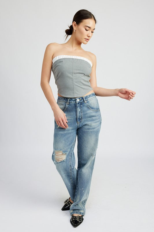 CONTRASTED TUBE TOP – SHOP DDMINE