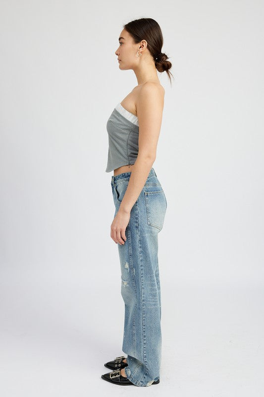 CONTRASTED TUBE TOP – SHOP DDMINE