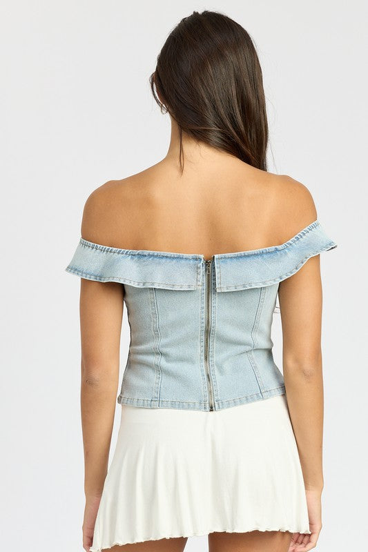 OFF SHOUDER BUSTIER TOP WITH BACK ZIPPER – SHOP DDMINE
