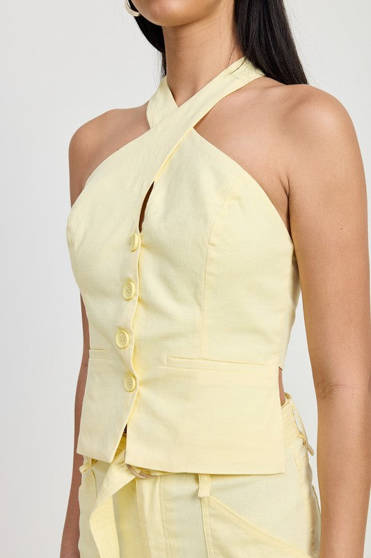 OPEN BACK HALTER NECK TOP – SHOP DDMINE