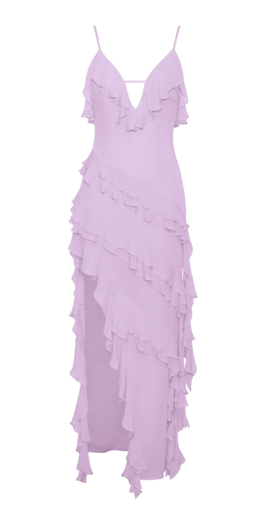 THEODORA LILAC RAYON RUFFLE MAXI DRESS – DDMINE