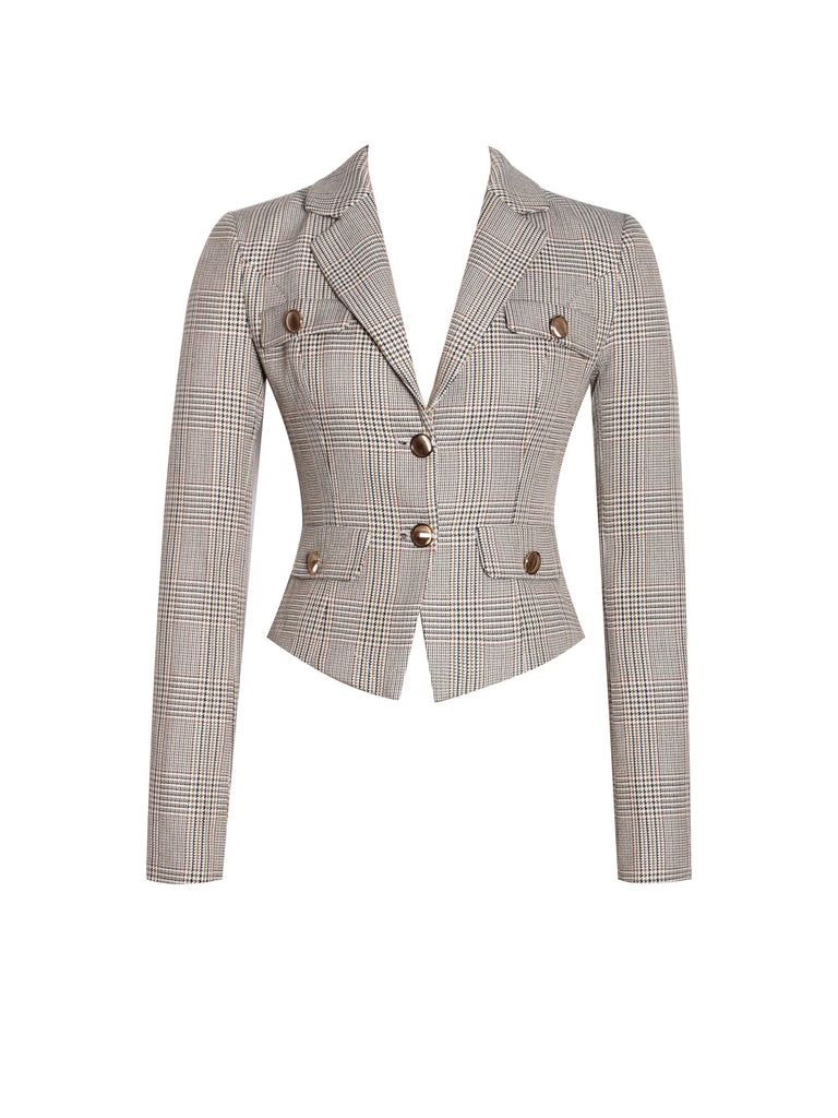 OAKLEY Brown plaid preppy style blazer jacket – SHOP DDMINE