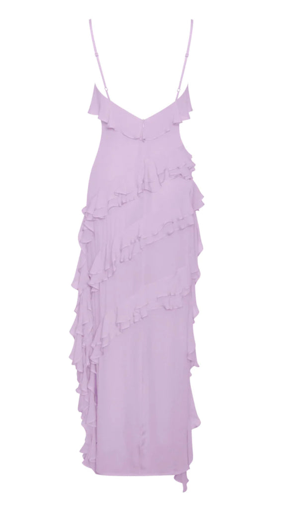 THEODORA LILAC RAYON RUFFLE MAXI DRESS – DDMINE