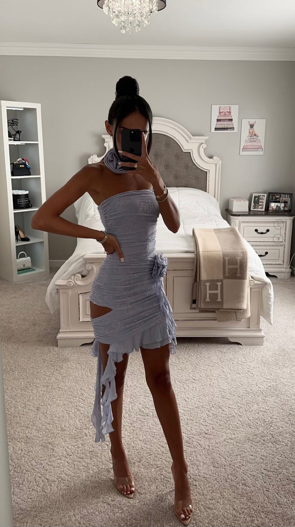 TALULLA RUFFLE DRAPING MINI DRESS – SHOP DDMINE