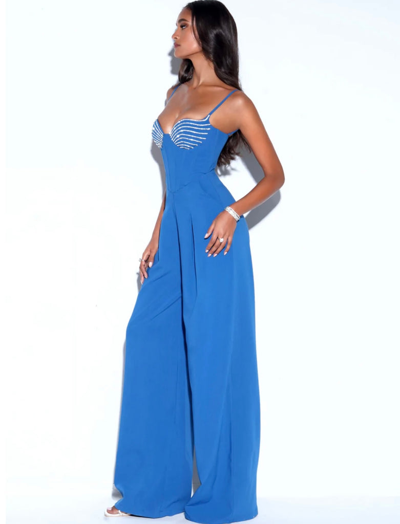 Blue Corset Wide Leg Jumpsuit Shop Ddmine